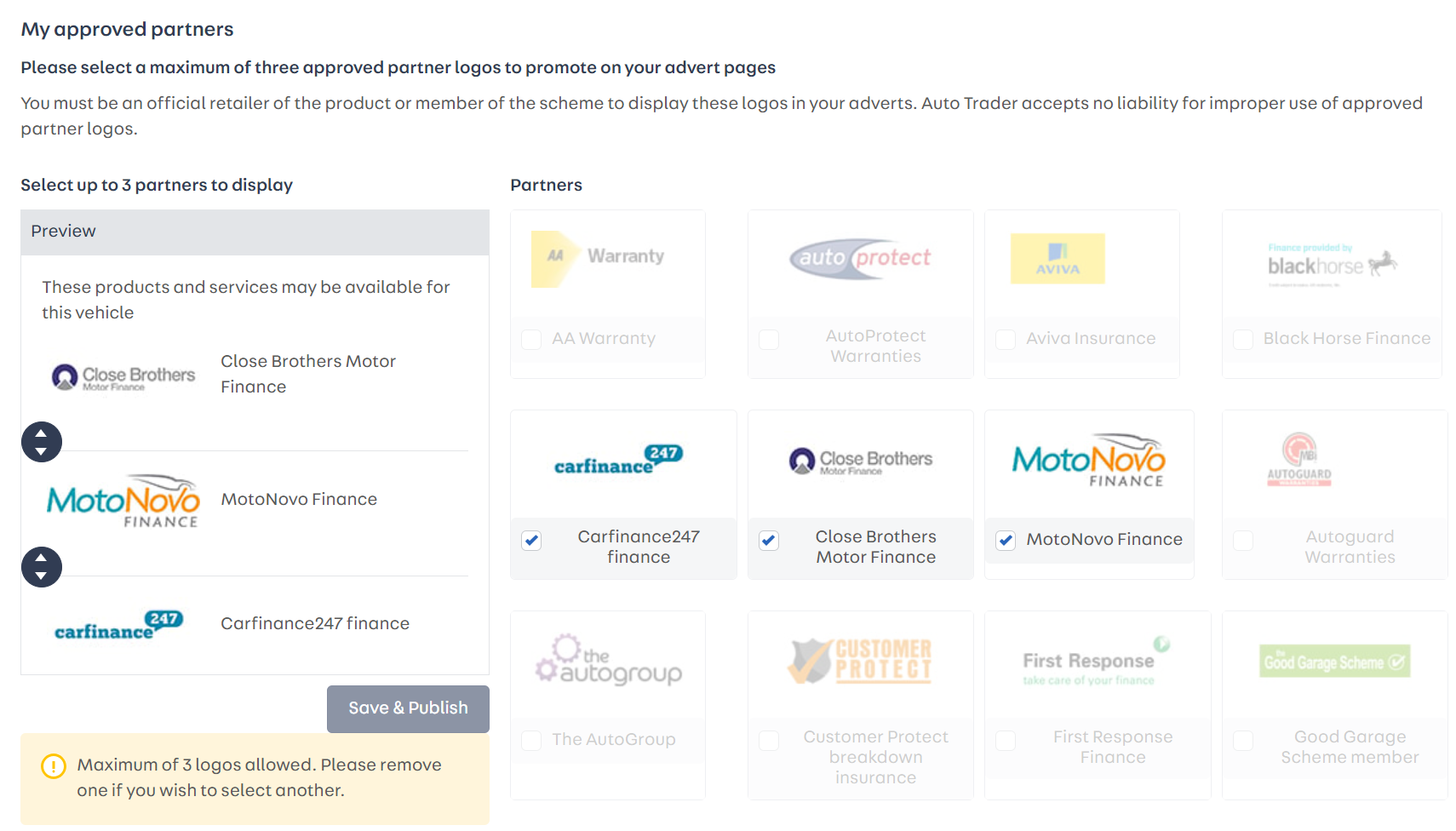 How do I set up 'Approved Partner Logos' in Portal? – Auto Trader UK